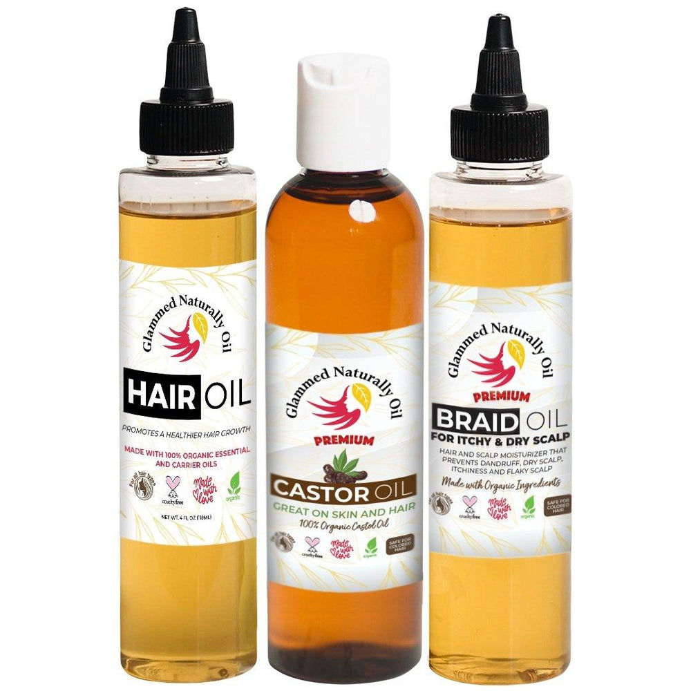4oz Hair Growth, Braid Oil & Castor Oil Bundle